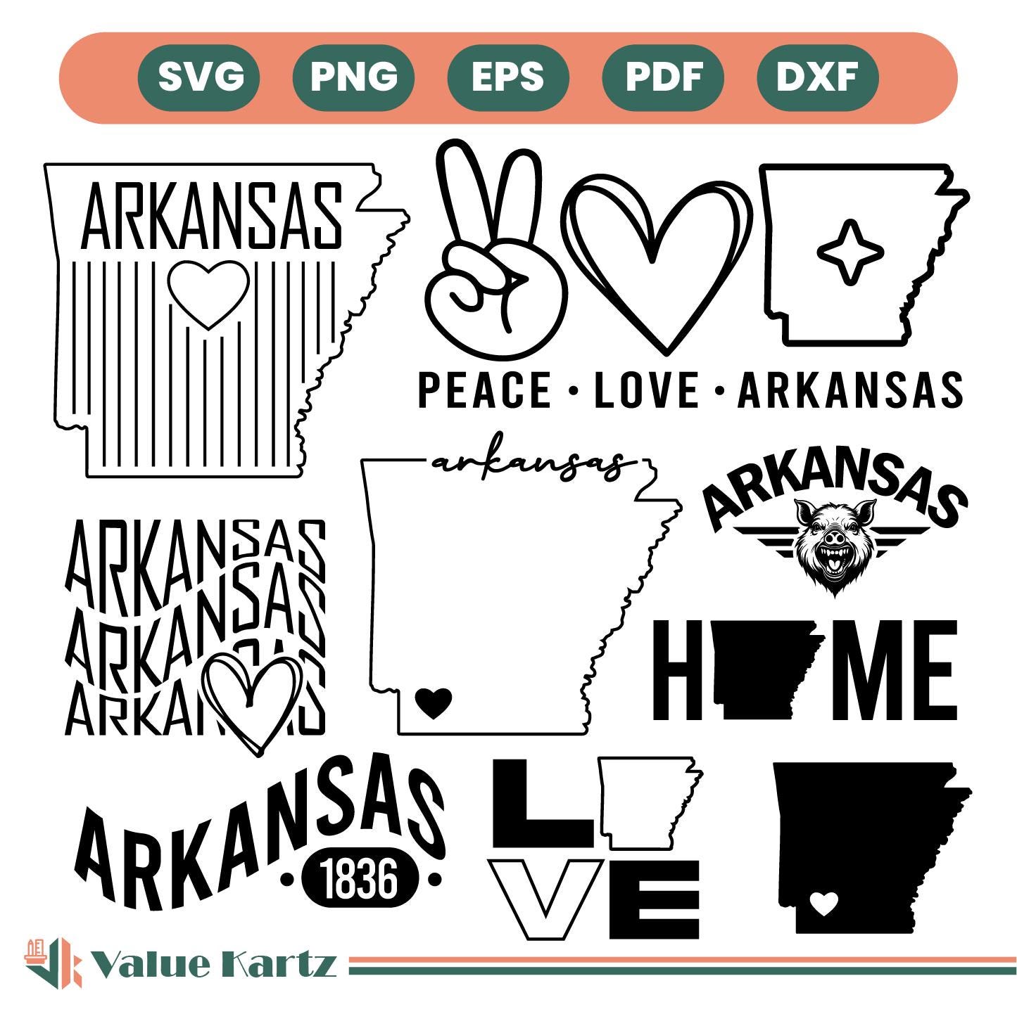 Arkansas SVG Bundle, Arkansas Map PNG ,arkansas Outline Clipart ...
