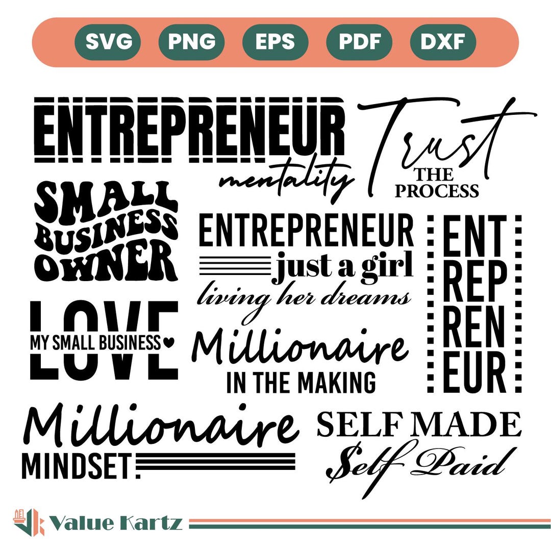 Entrepreneur Svg Bundle, Small Business Owner Svg, Inspirational T ...