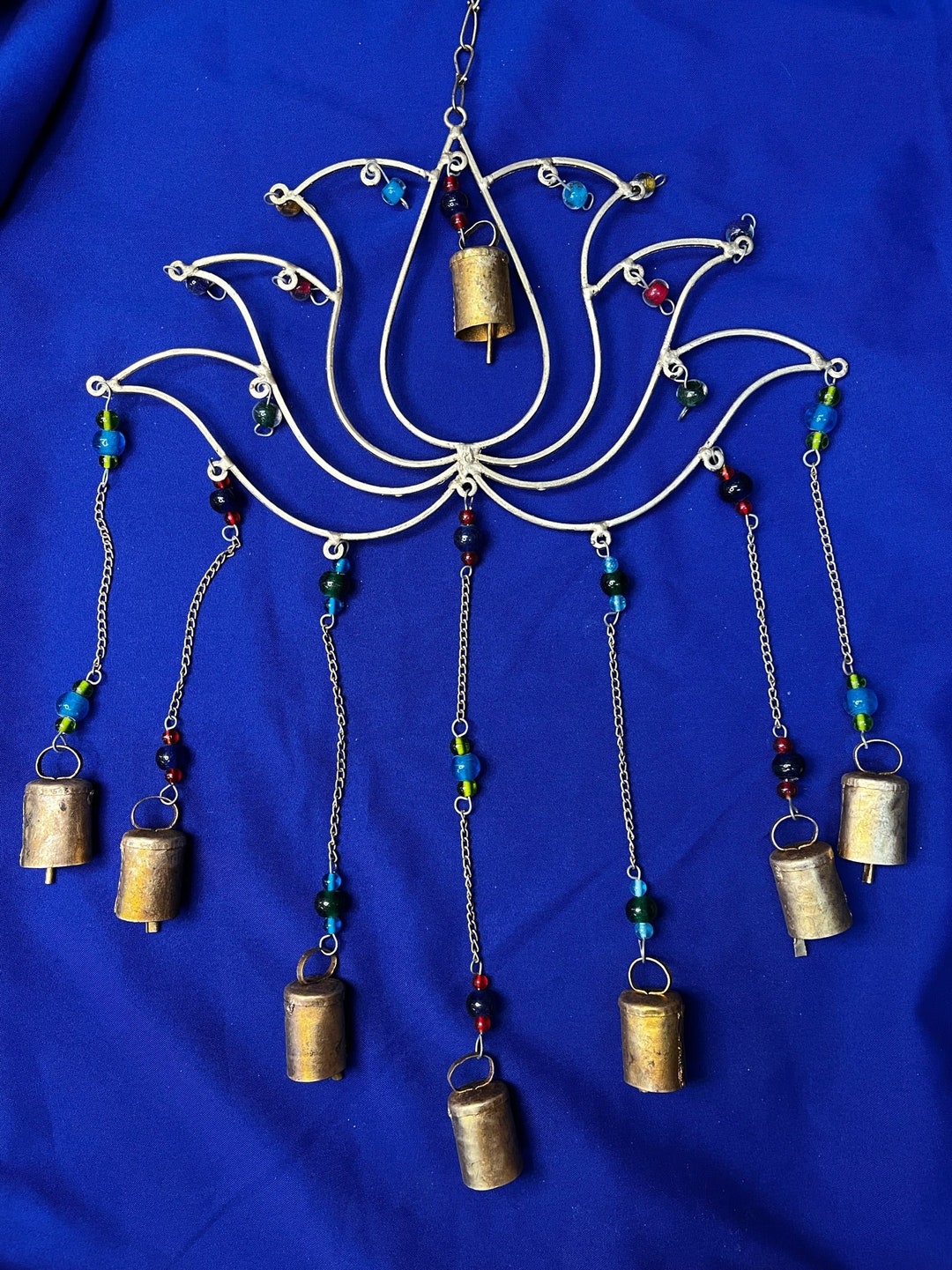Wind Chimes | Lotus Chime With Bells & Beads - 16"w, 26"h - Etsy