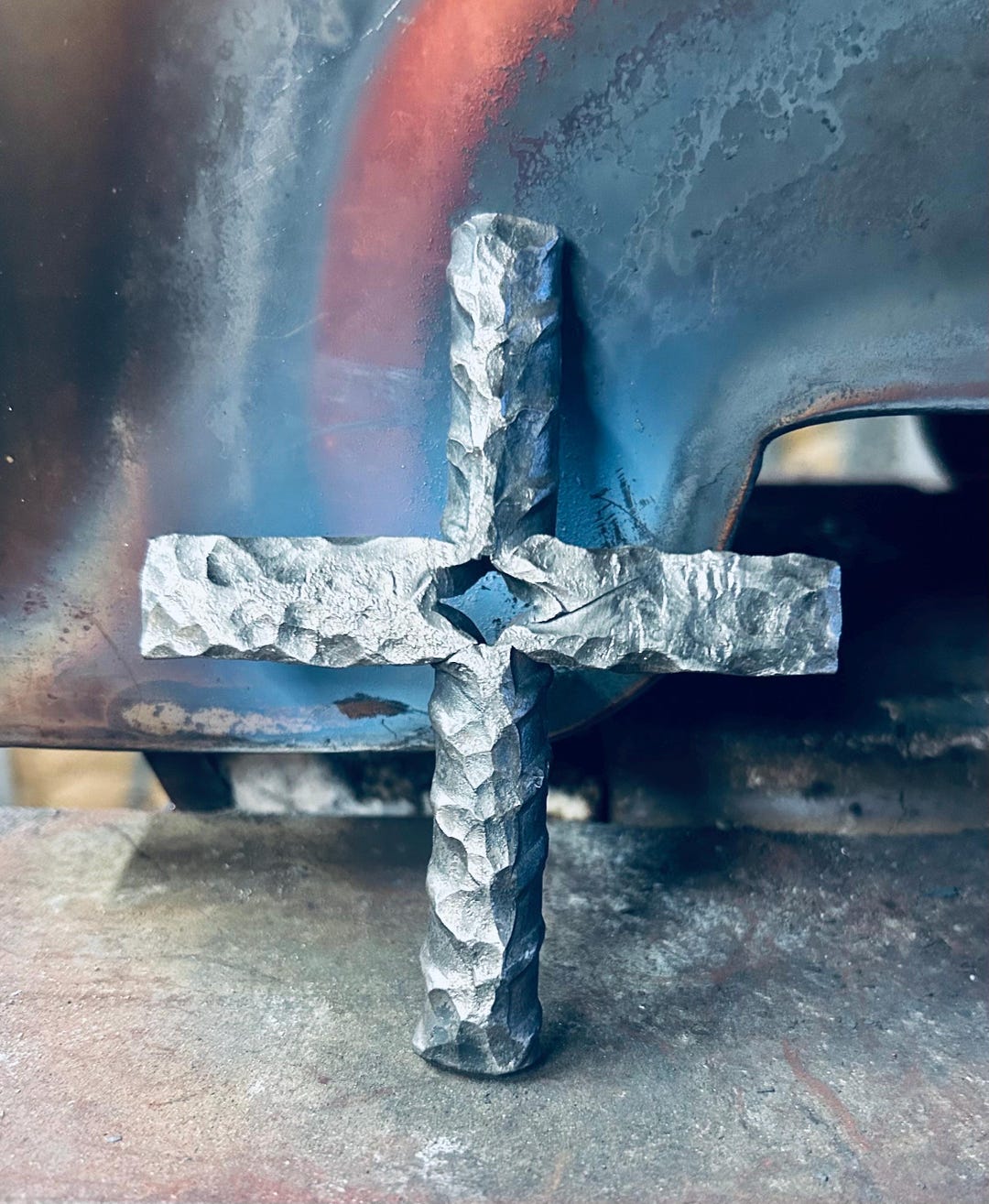 Hand Forged Split Cross: Blacksmith Made Wall Decor - Etsy