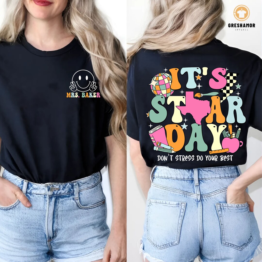 Custom Name It's Star Day Don't Stress Do Your Best Shirt, Testing Day ...