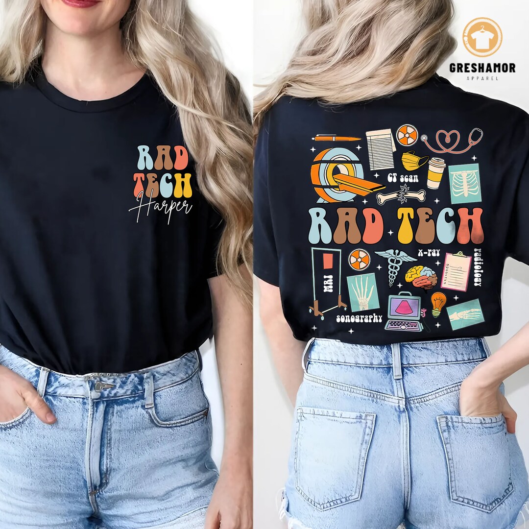 Personalized Rad Tech Tshirt, Retro Radiology Nurse Shirt for Work, X ...