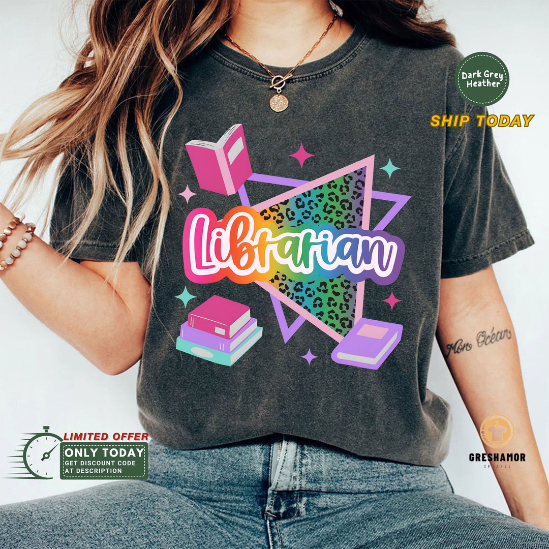 Colorful Librarian Shirt, School Librarian Shirt, Book Lover Shirt ...