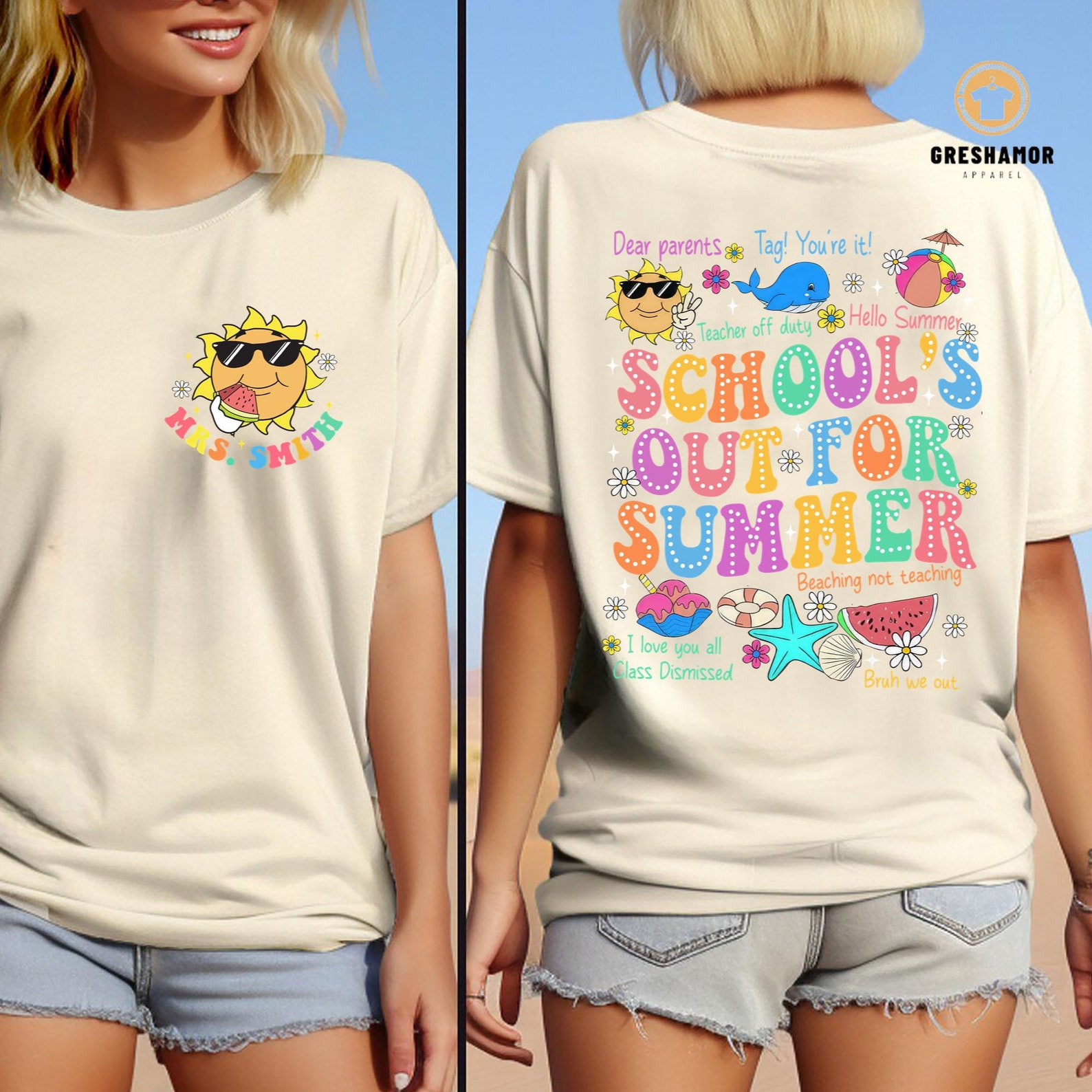 Custom Last Day of School School's Out for Summer Teacher Shirt, End of ...