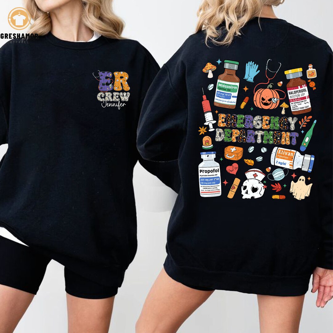 Personalized Emergency Halloween Nurse Shirt, Spooky Er Ed Nurse Tshirt ...