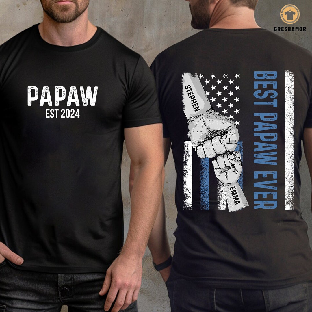 Personalized Papaw Fist Bump Shirt, Custom Grandkids Names, Father's ...