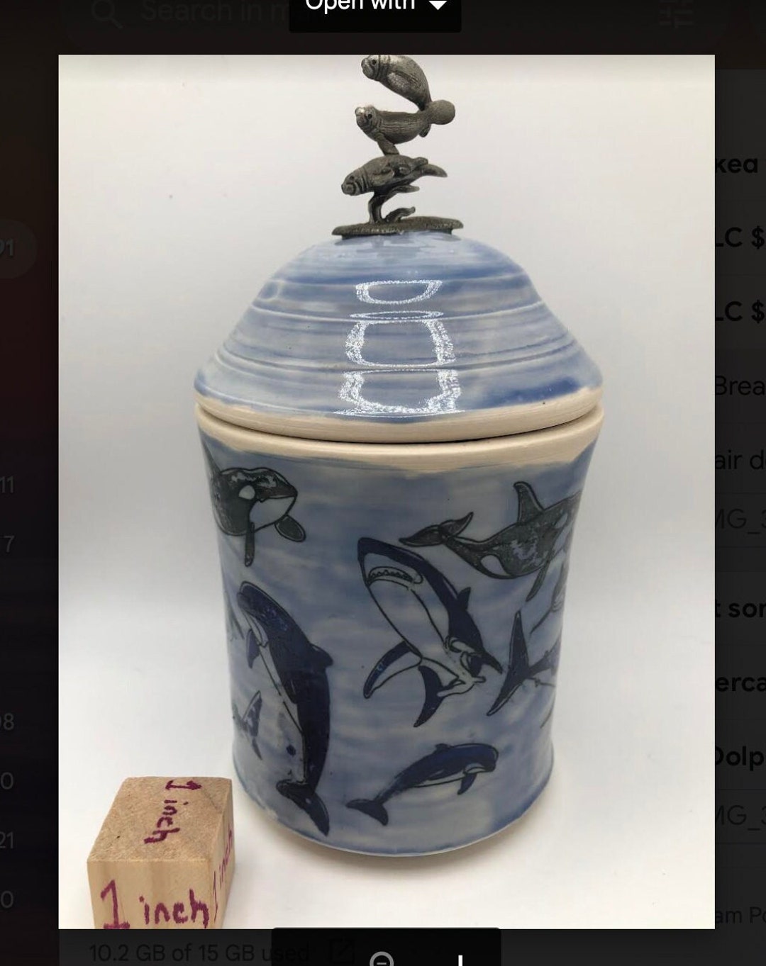 Jar ** SOLD **. Ocean Creatures Ceramic Pottery Keepsake Jar Featuring Sharks, Whales, and ...