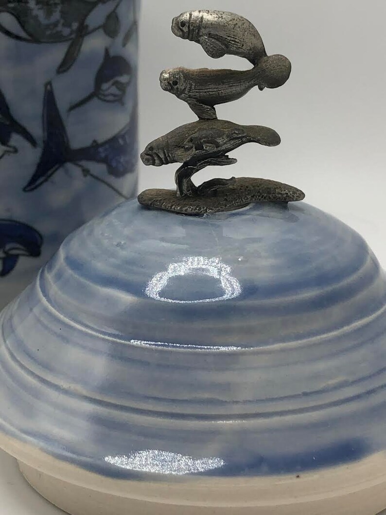 Jar SOLD . Ocean Creatures Ceramic Pottery Keepsake Jar Featuring ...