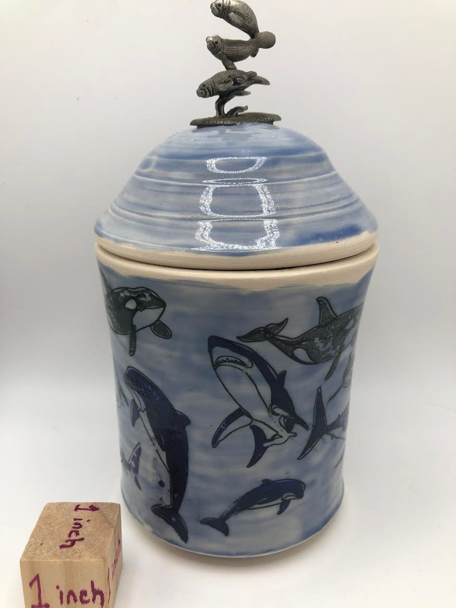 Jar ** SOLD **. Ocean Creatures Ceramic Pottery Keepsake Jar Featuring ...
