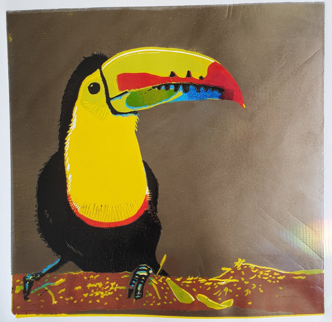 Original Reduction Lino Print. Bird. Toucan. - Etsy