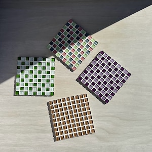 Handmade Square Glass Tile Coaster Set: Colorful Drink Coasters - Etsy