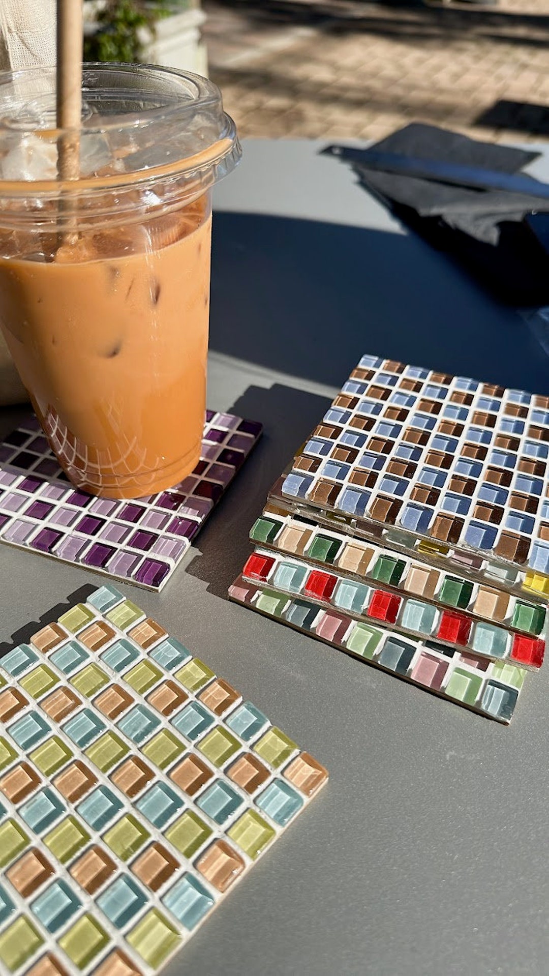 Square Glass Tile Coaster Handmade Drink Coaster Jewelry Displays ...