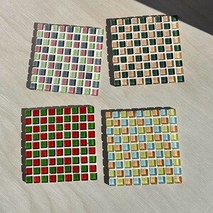 Handmade Square Glass Tile Coaster Set: Colorful Drink Coasters - Etsy