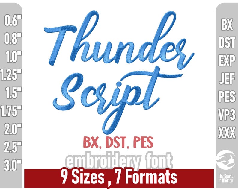 Thunder Script Embroidery Font | Machine Embroidery Letters | Multiple ...