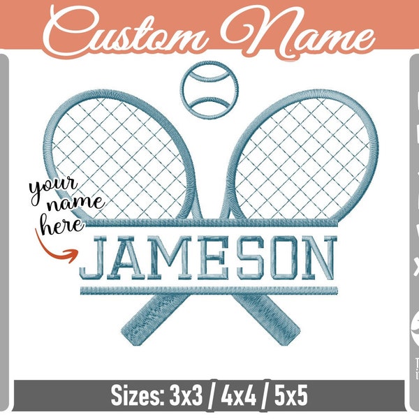 Personalized Tennis Player Name Machine Embroidery Design Custom Name ...