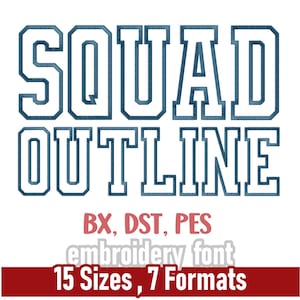 Squad Varsity Outline Embroidery Font | Back to School | Athletic ...