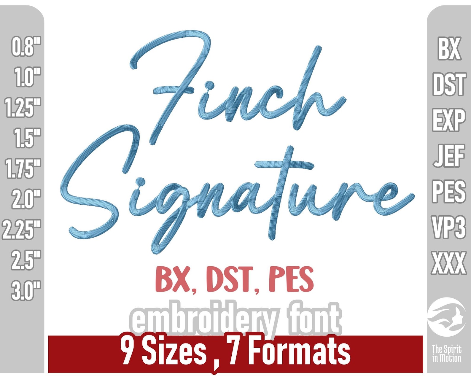 Finch Signature Embroidery Font | Satin Monoline Script Machine ...