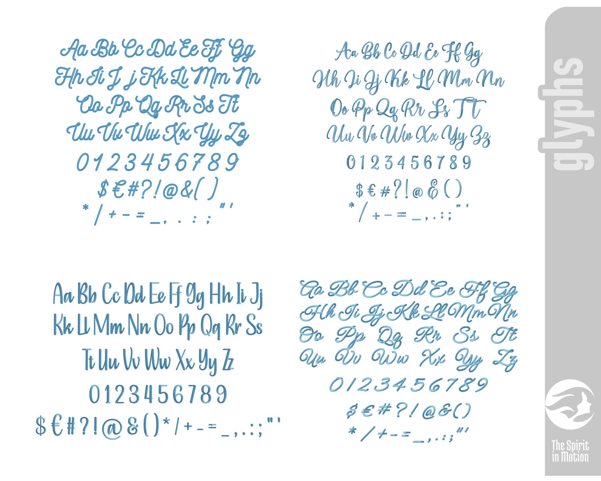 Script Embroidery Font Bundle #2 | 10 Hand-digitized Script Fonts ...