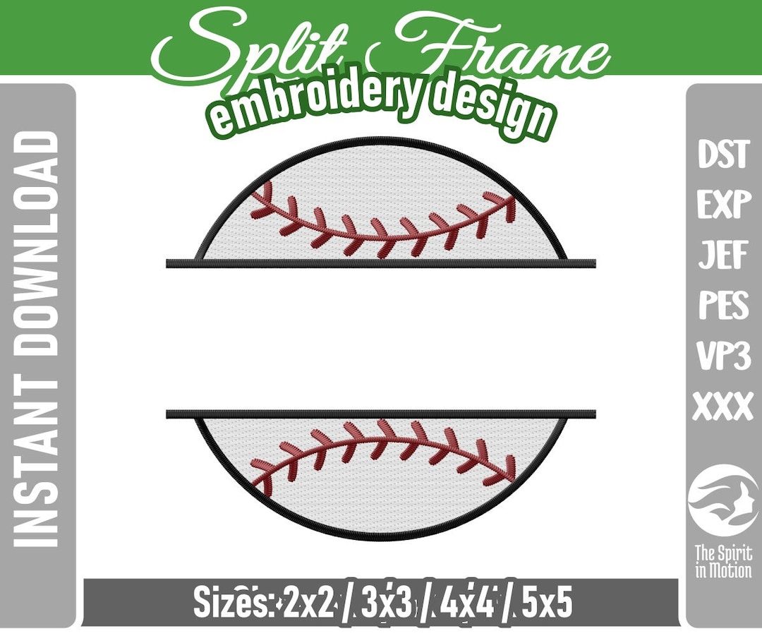 Baseball Split Frame Filled Embroidery | Machine Embroidery Baseball ...