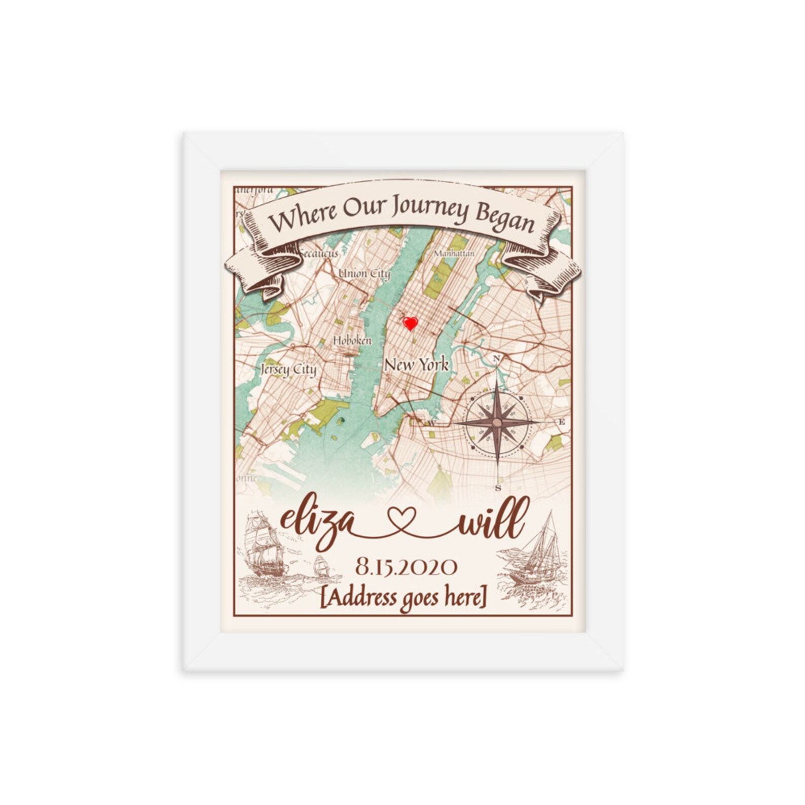 Where We First Met Map Vintage Pirate Map-themed Framed Poster ...