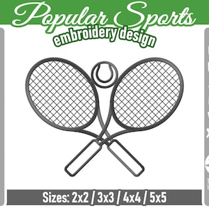 Tennis Rackets and Ball Logo Outline Embroidery | Machine Embroidery ...