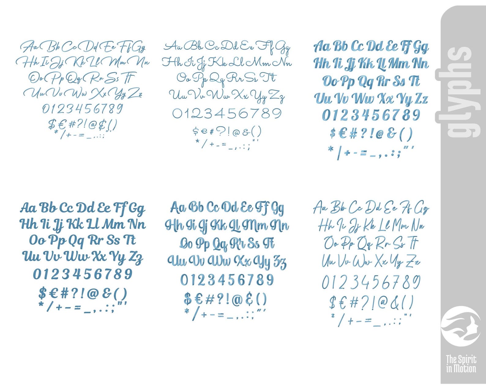 Script Embroidery Font Bundle #2 | 10 Hand-digitized Script Fonts ...