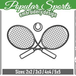 Tennis Rackets and Ball Logo Outline Embroidery 2 | Machine Embroidery ...