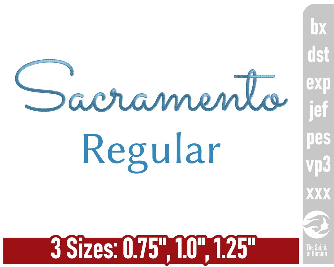Sacramento Script Embroidery Font | Monoline Machine Embroidery Letters ...