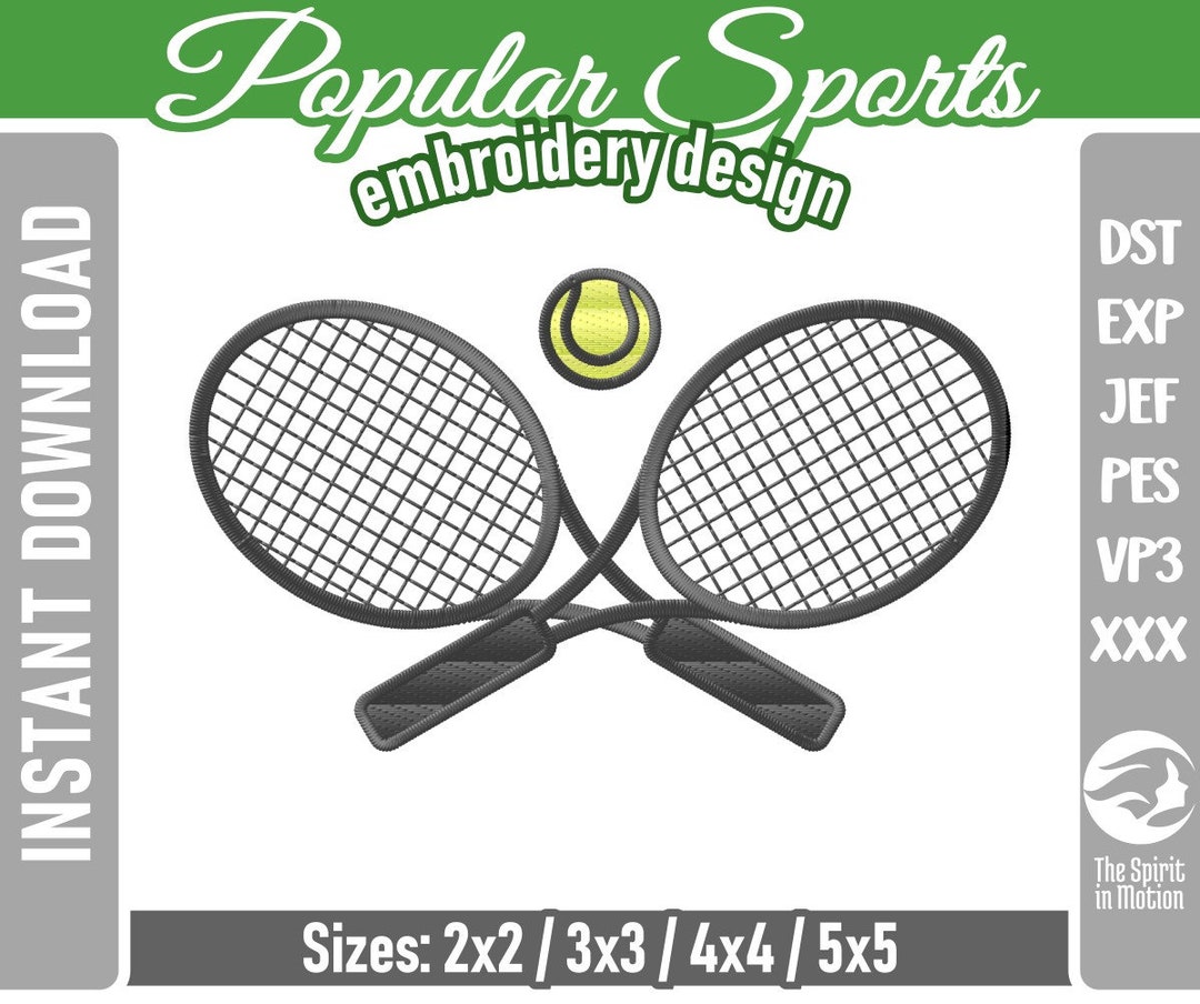 Tennis Rackets and Ball Logo Filled Embroidery | Machine Embroidery ...
