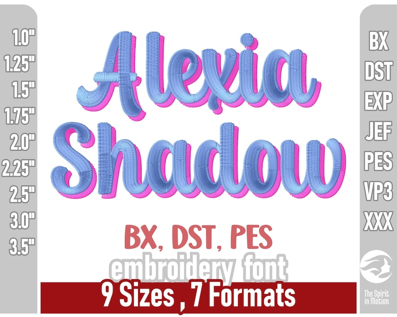 Alexia Bright Shadow Embroidery Font | Machine Embroidery Script ...
