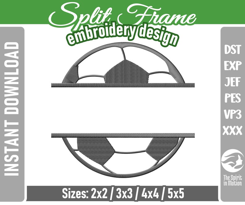 Split Frame Soccer Ball Outline Embroidery Machine Embroidery Soccer ...