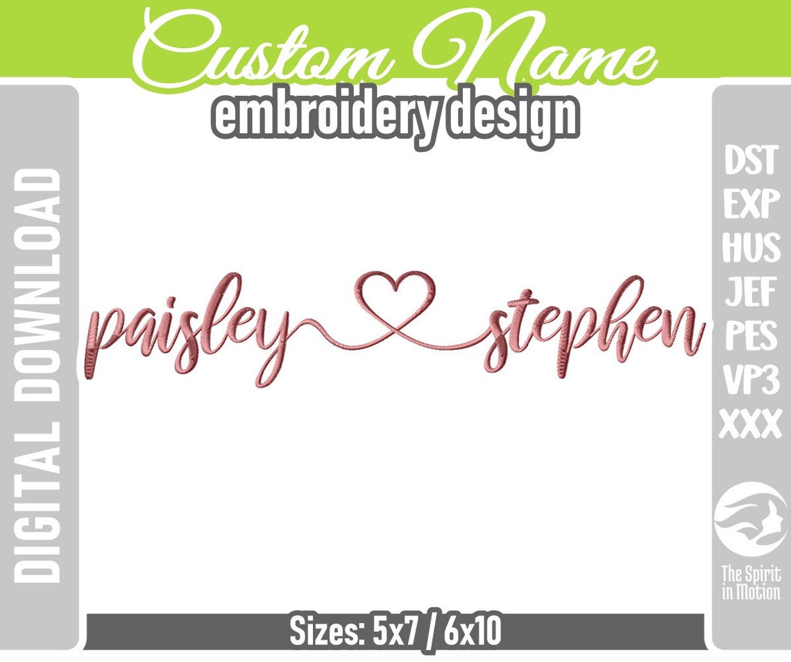 Personalized Couple's Name Machine Embroidery Design | Custom Name ...