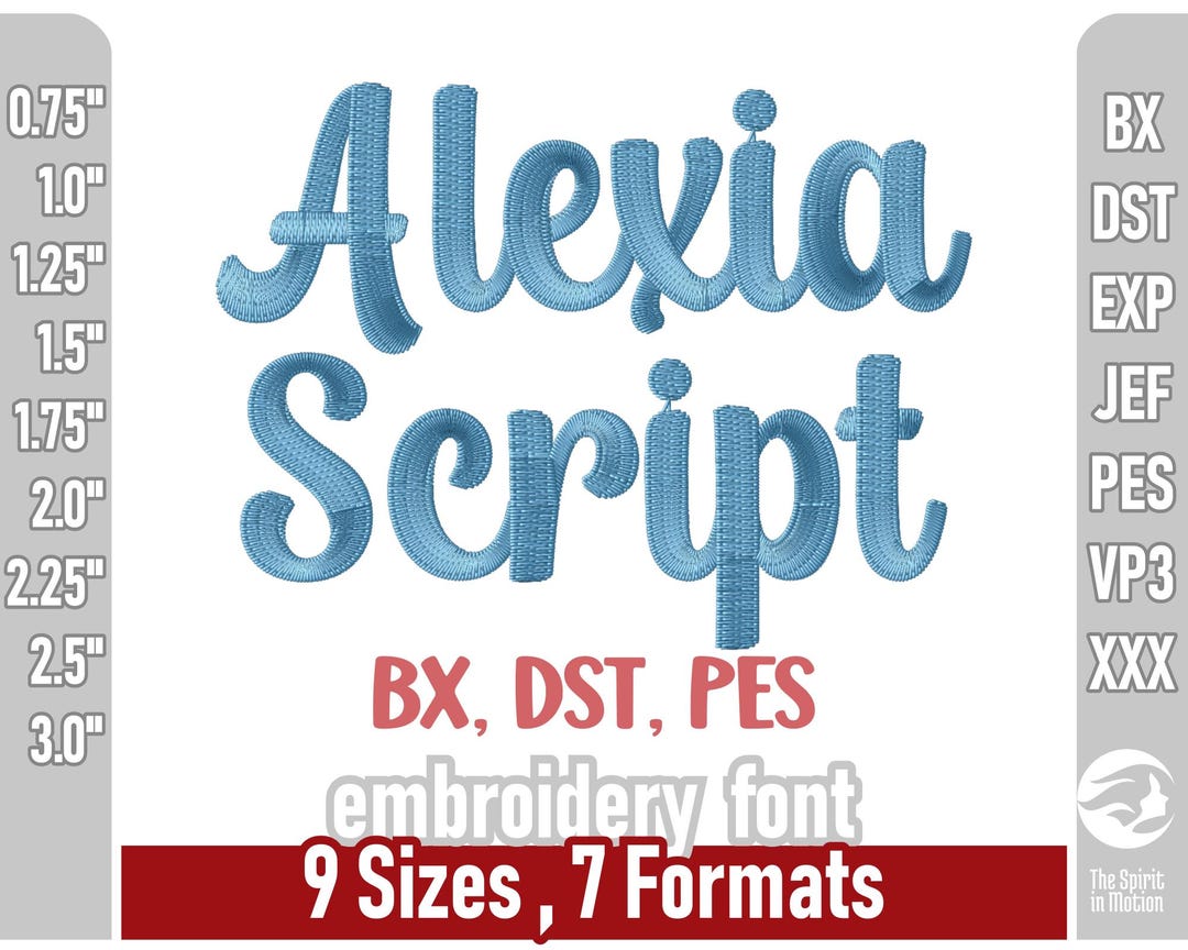 Alexia Bright Script Embroidery Font | Machine Embroidery Letters ...