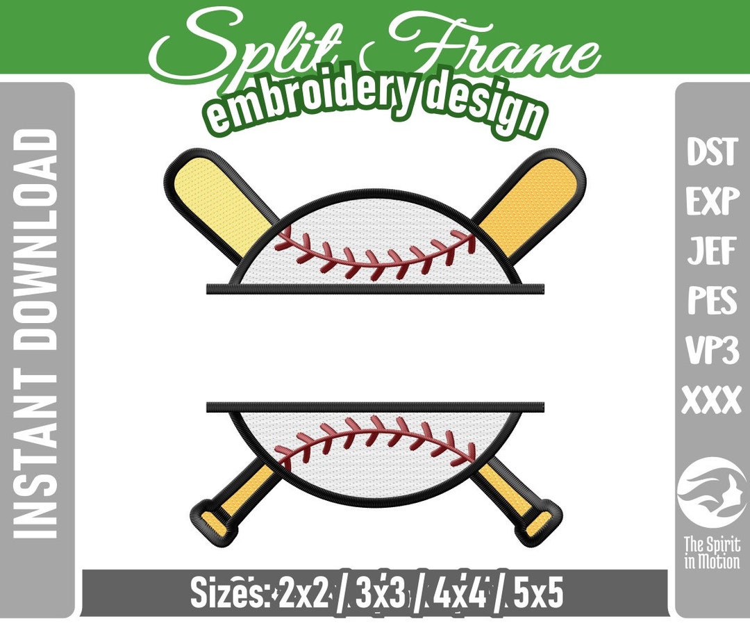 Baseball Split Frame Filled Embroidery | Bats and Ball | Machine ...