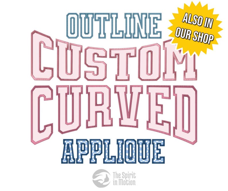 Custom Curved Varsity Applique Embroidery Text | Arched Applique PES ...