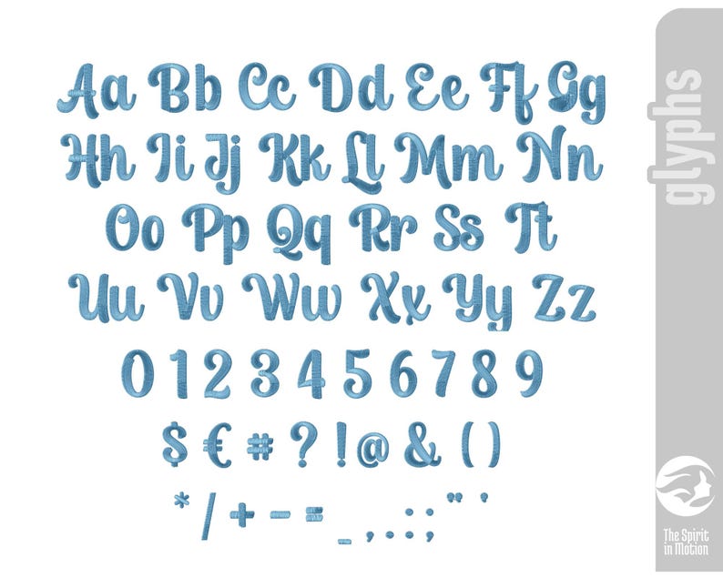 Alexia Bright Script Embroidery Font | Machine Embroidery Letters ...