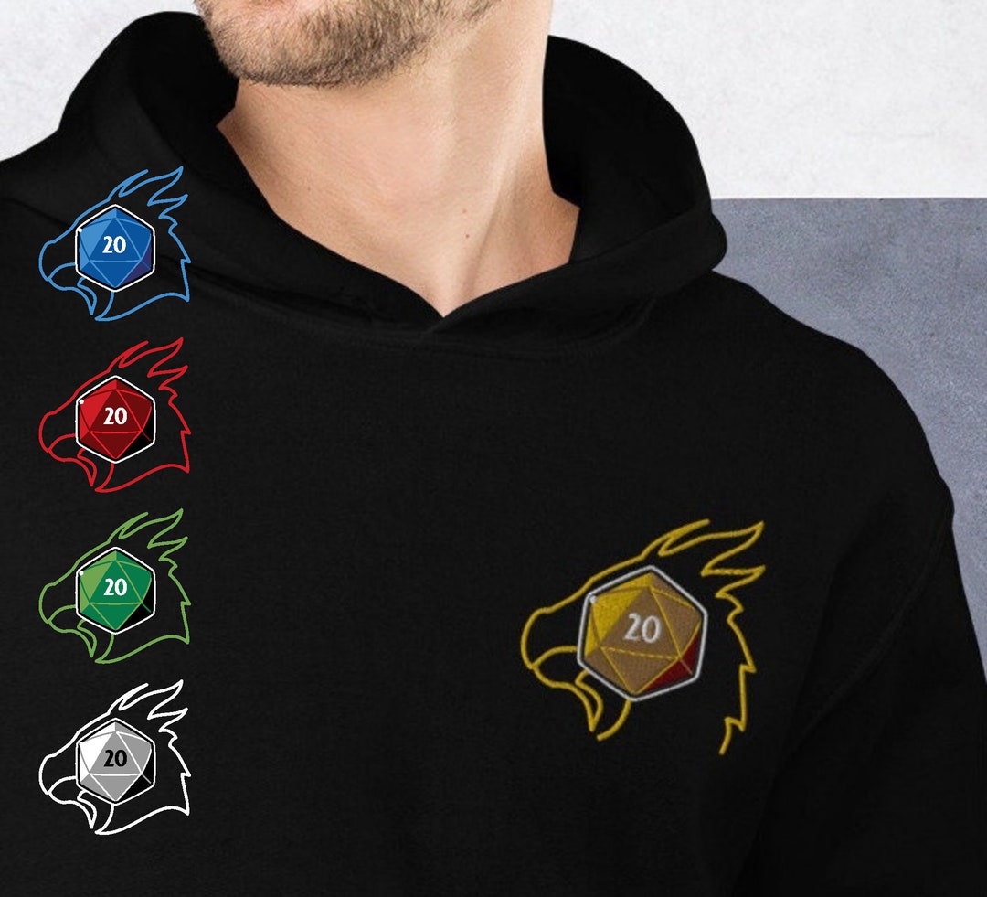 Embroidered Dnd Hoodie RPG Dice Hoodie Dnd D20 Sweatshirt - Etsy