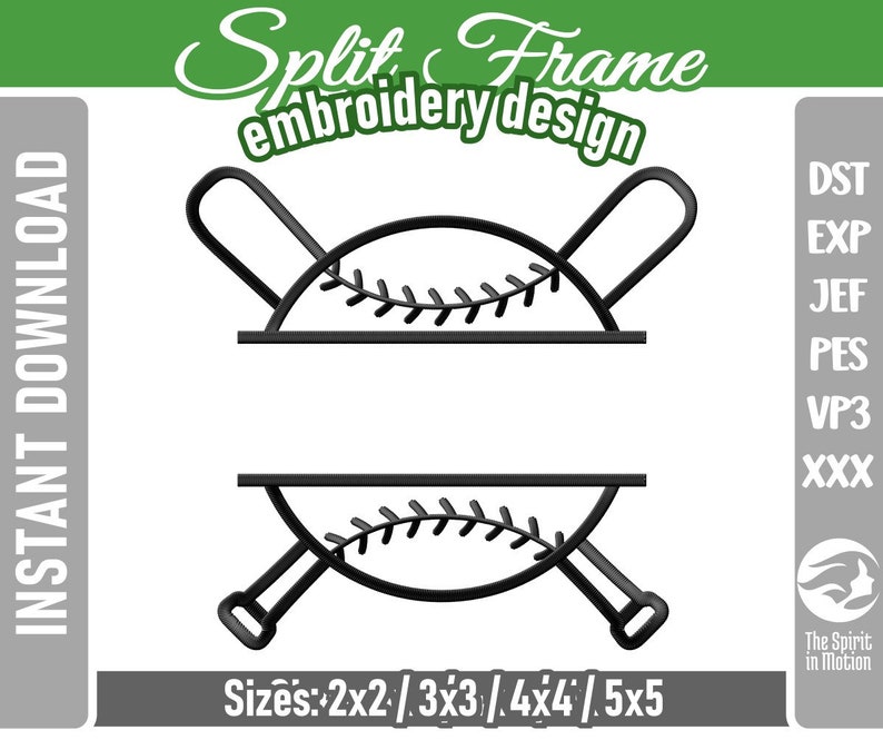 Baseball Split Frame Outline Embroidery Bats and Ball Machine ...