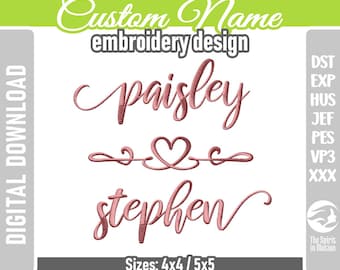 Personalized Couple's Name Machine Embroidery Design Custom Name ...