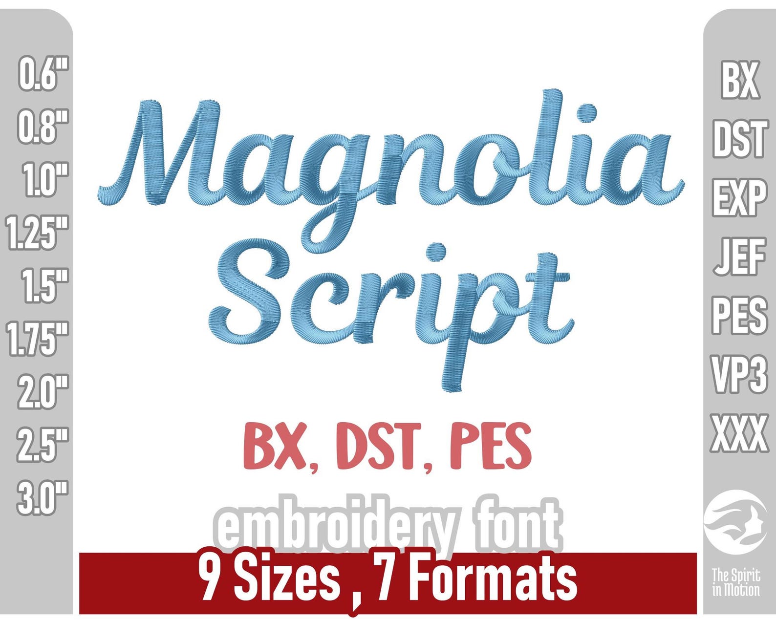 Magnolia Script Embroidery Font | Machine Embroidery Letters | Multiple ...