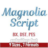 Magnolia Script Embroidery Font: Classic Cursive Fill Stitch (5 Sizes ...