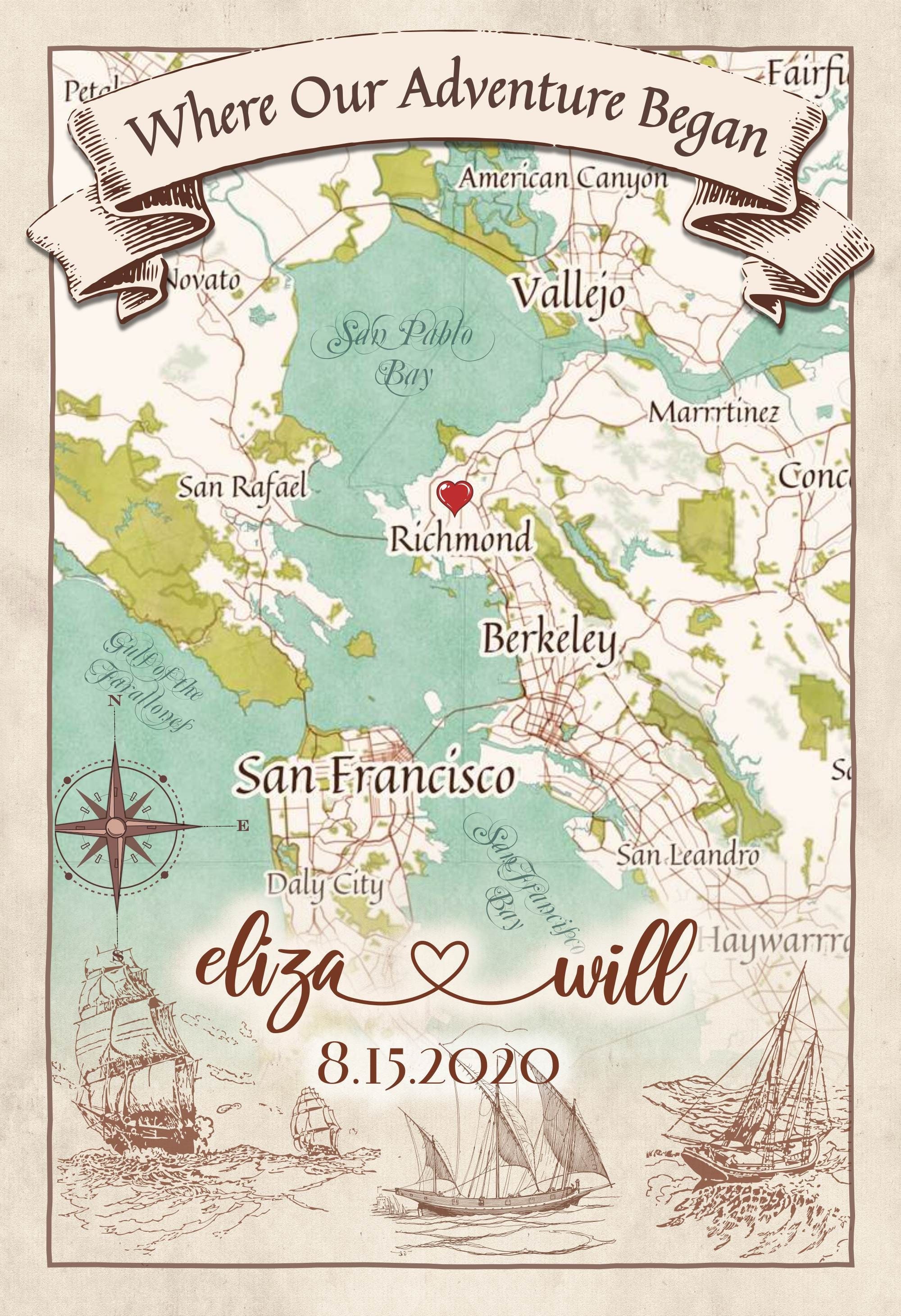Custom Map Puzzle, Where We First Met | Personalized Engagement ...
