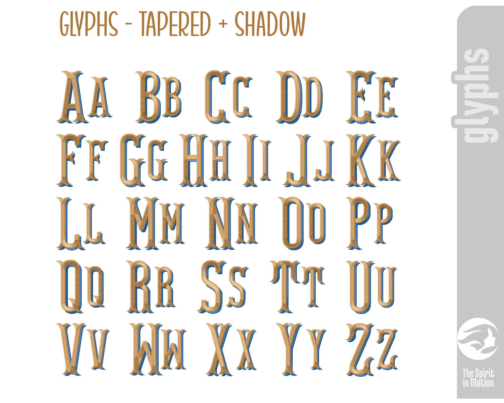 Shadow Fishtail Monogram Embroidery Font - Tapered | Three-letter ...