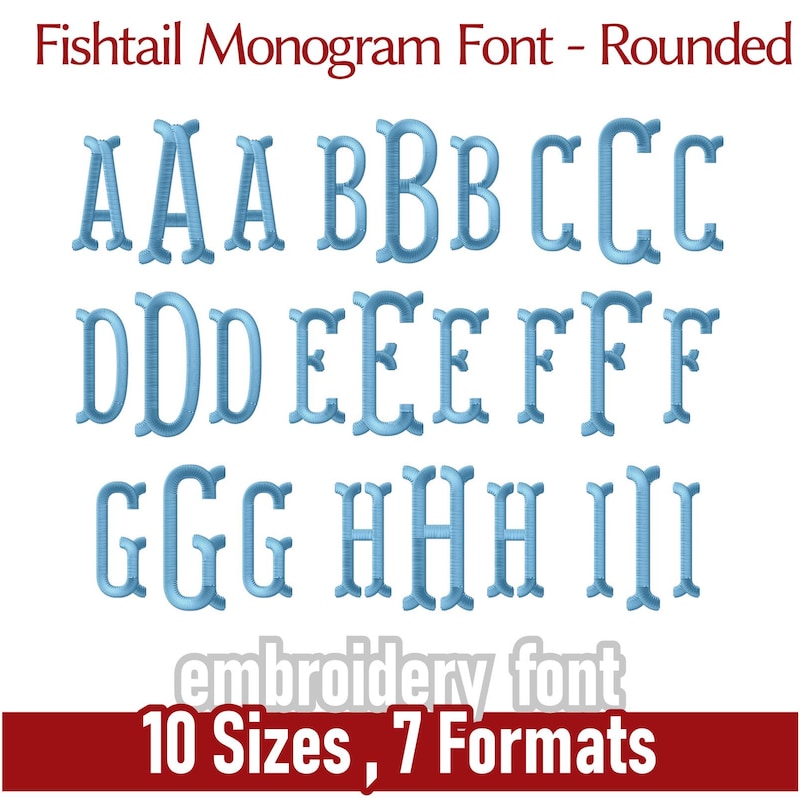 Fishtail Embroidery Font - Etsy