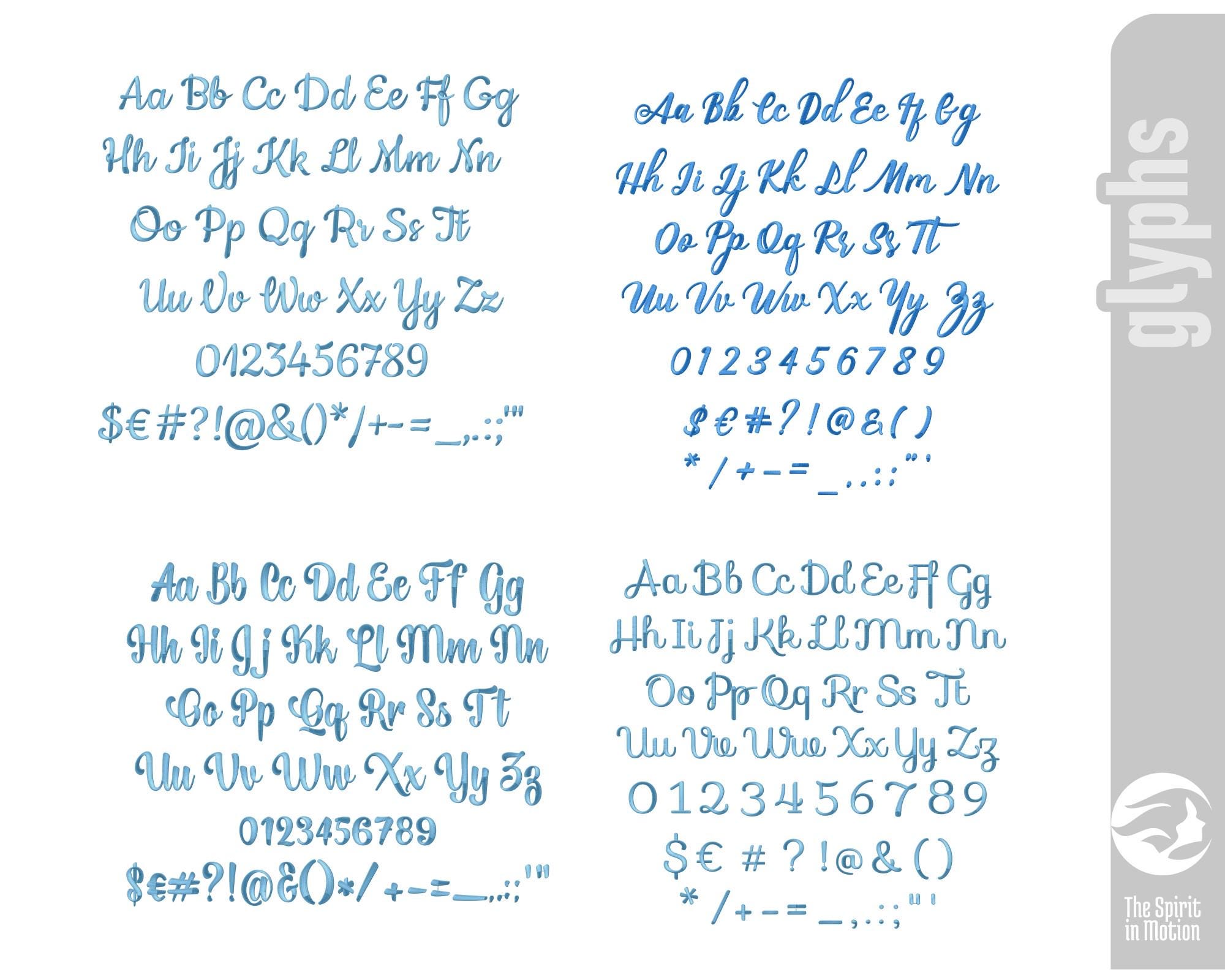 Script Embroidery Font Bundle #1 | 10 Hand-digitized Script Fonts ...