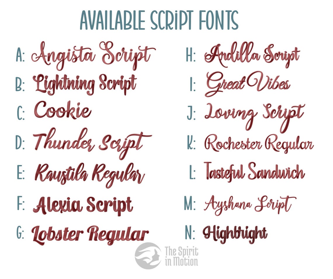 Custom Name Embroidery Design Using Alexia Bright Script Font | Custom ...