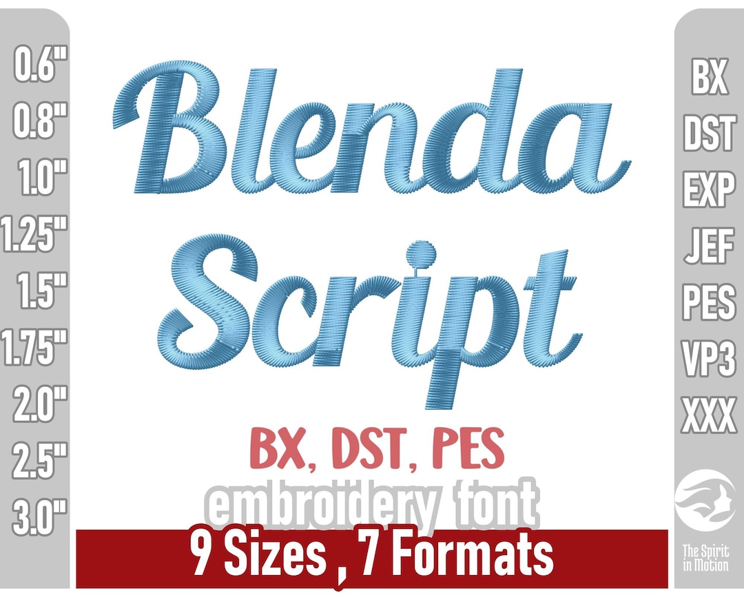 Blenda Script Embroidery Font | Retro Connected Script Font | Machine ...
