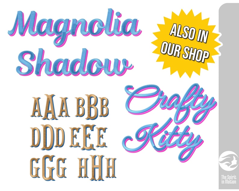 Alexia Bright Shadow Embroidery Font | Machine Embroidery Script ...
