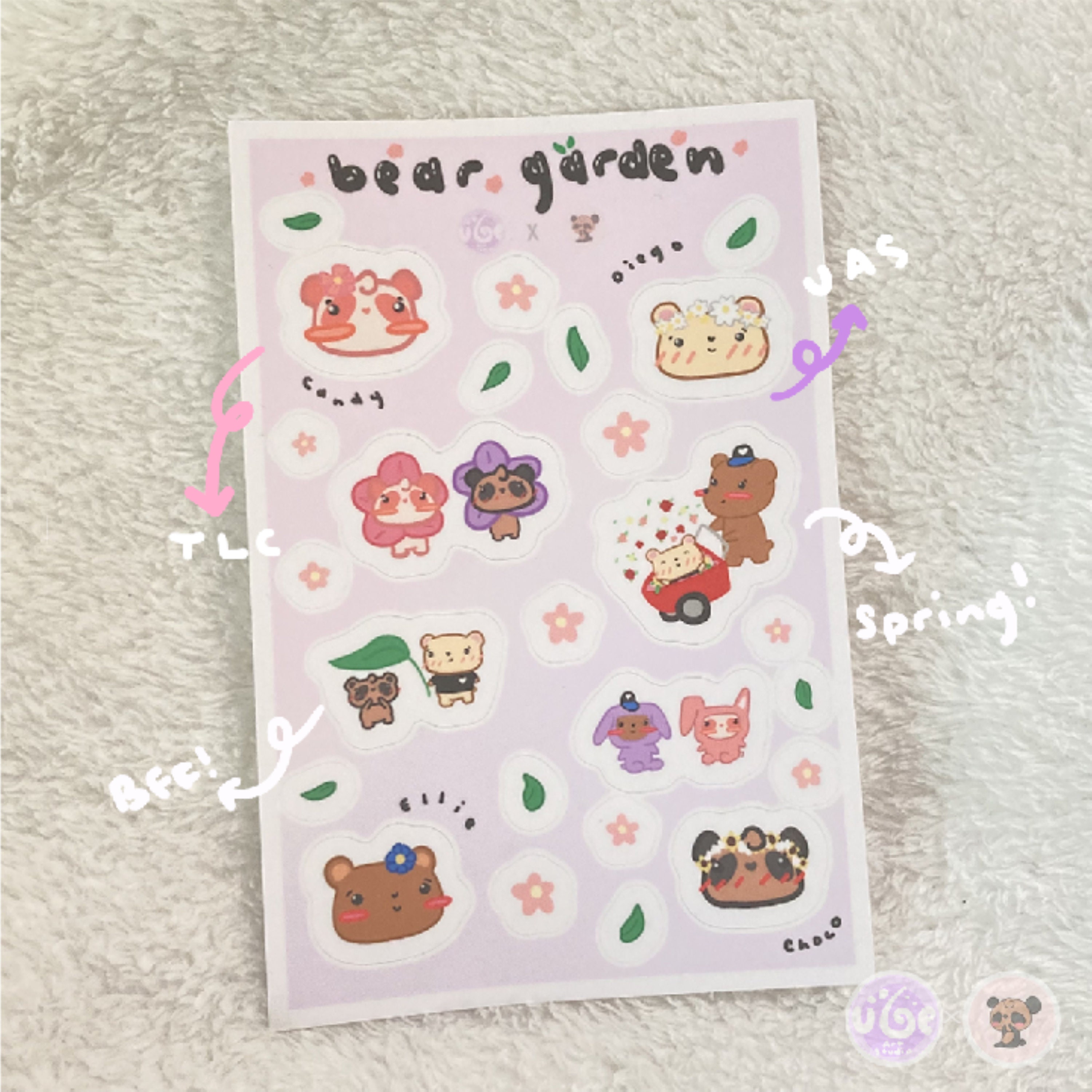 UAS X TLC Bear Garden | Kawaii Cute Sticker Sheet Bears Journaling ...