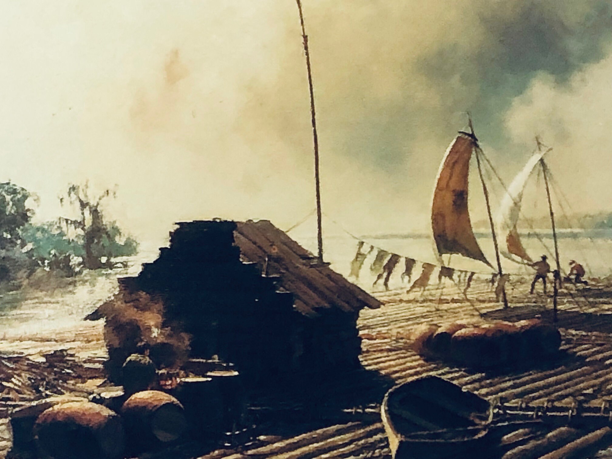 Steamboat and River Raft - Decorative Print - Etsy